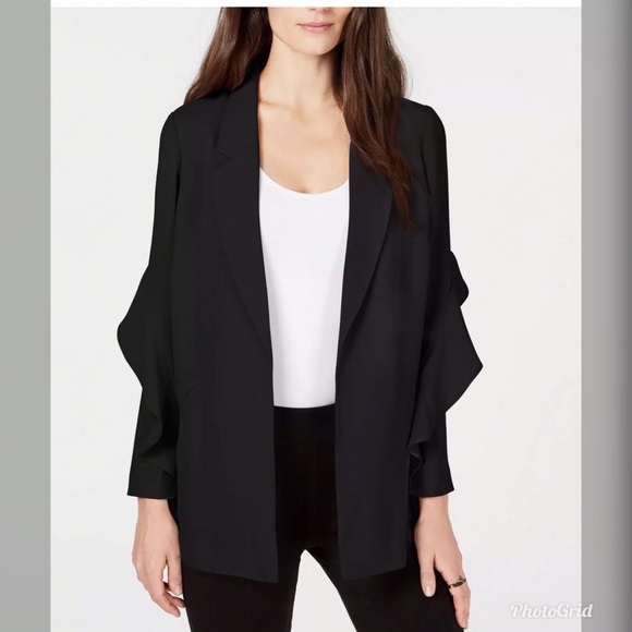 Alfani | Jackets & Coats | Nwt Alfani Womens Black Flounce Sleeve ...